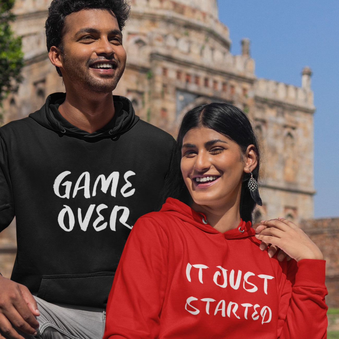 Game Over, It Just Started Couple Hoodies - Funny Quote | Gogirgit