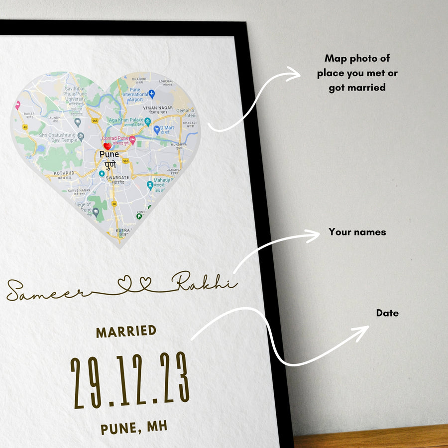 Personalized Place We Met Map Poster Frame | Gogirgit