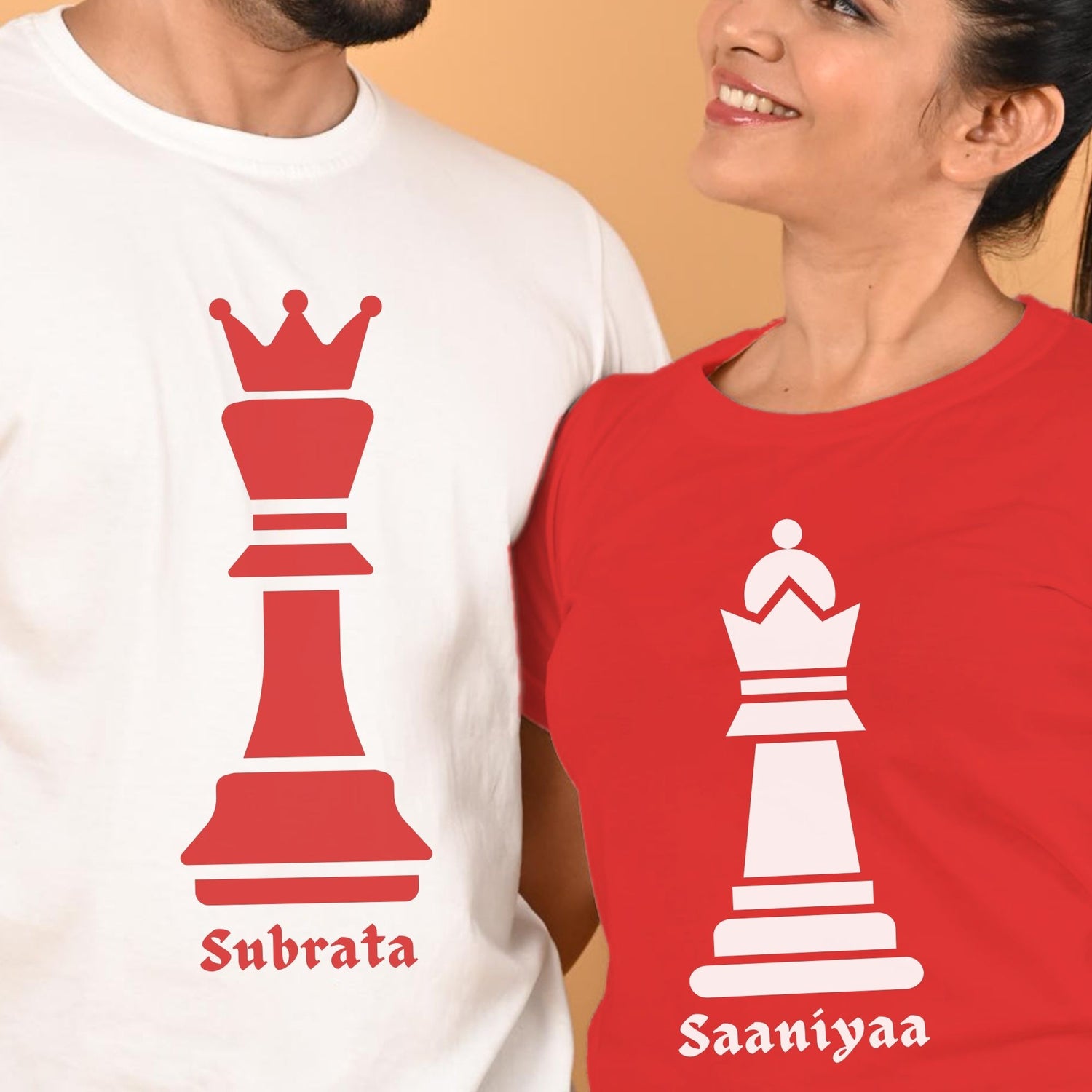 Raja Rani Chess Theme Personalised Couple T-shirts From Gogirgit