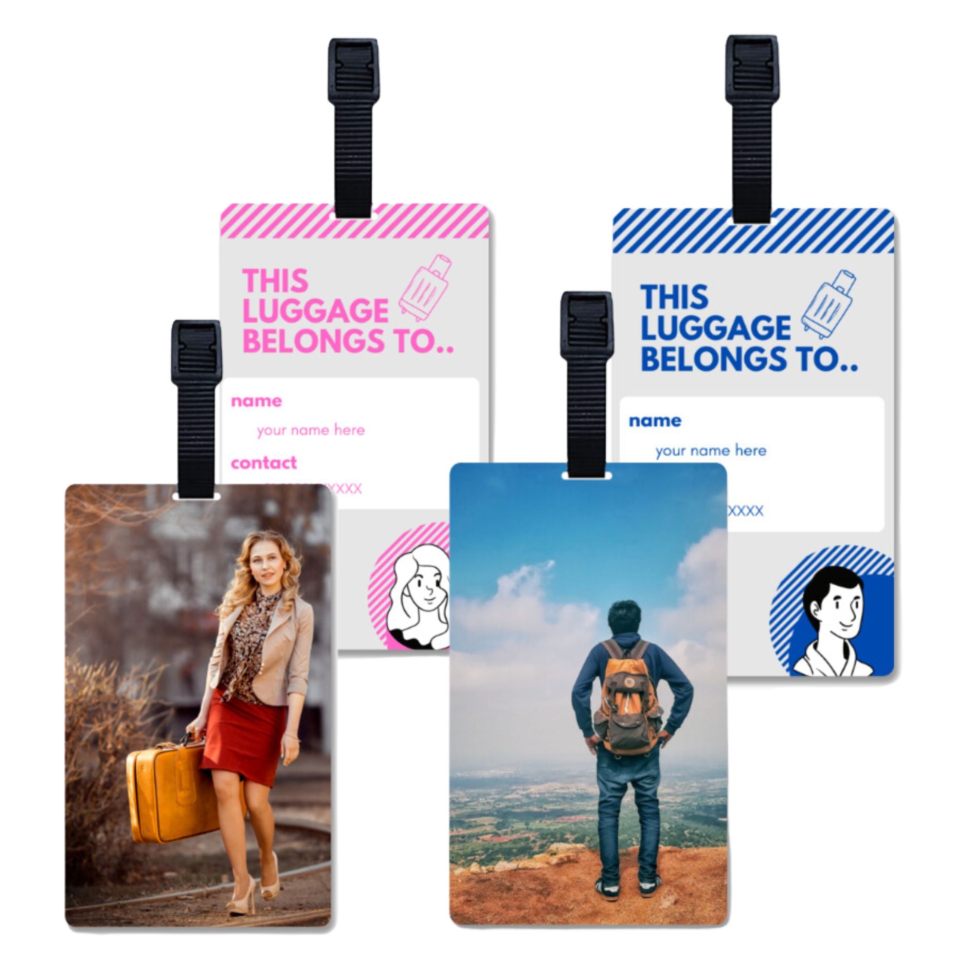 Personalised Pack Of 2 Luggage Tag For Couple