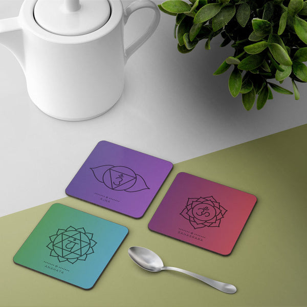 7 chakras 3mm pack of 7 coaster set from Gogirgit