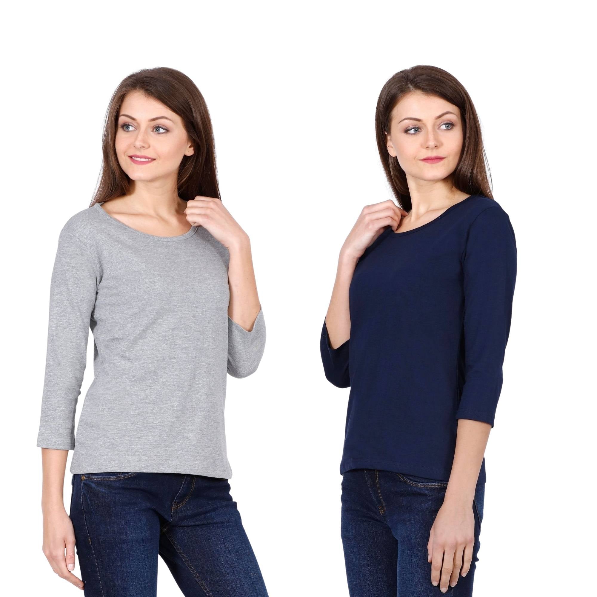 Buy plain Women's full sleeve pack of 2 combo from Gogirgit™