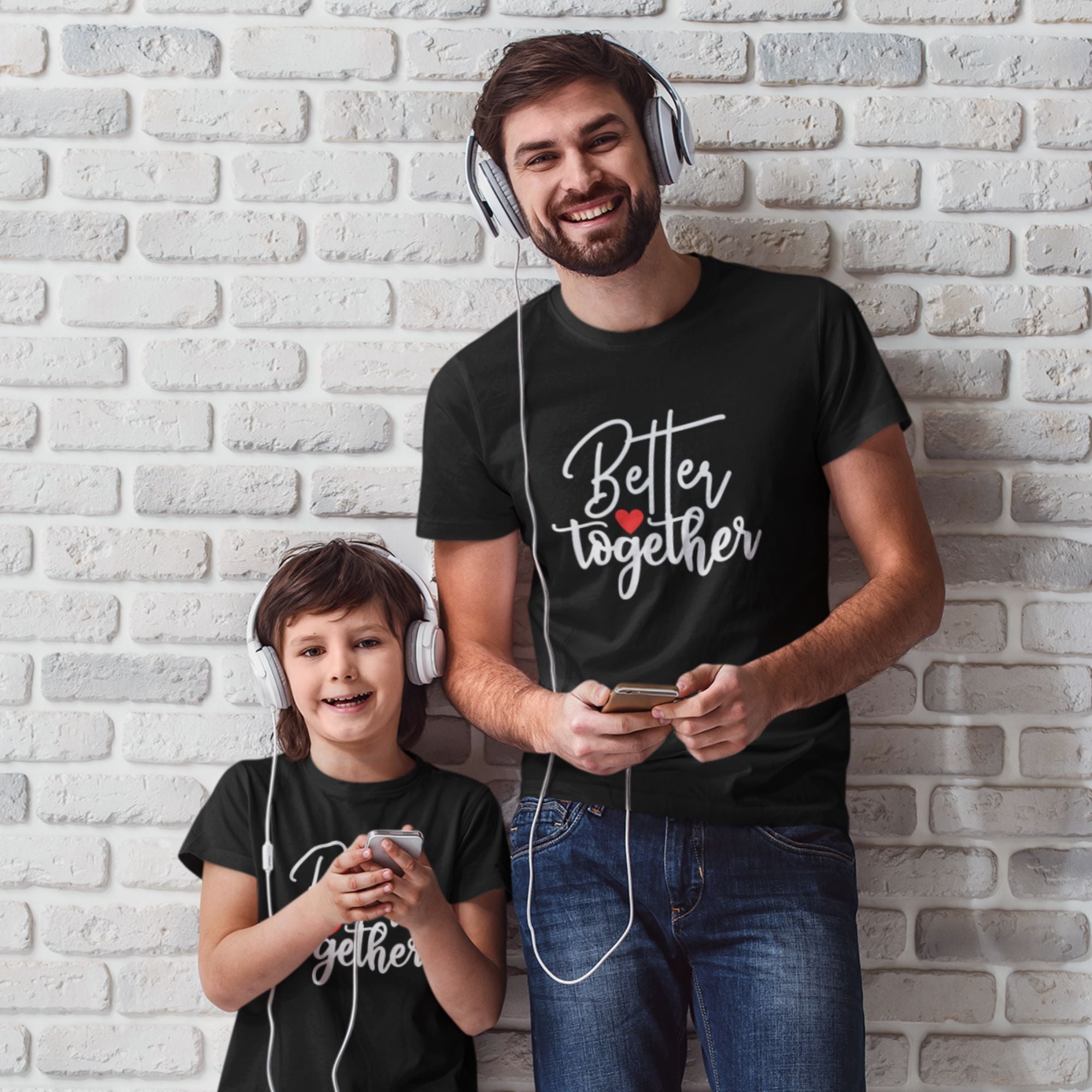 Better Together Matching Family Black Cotton T-shirts