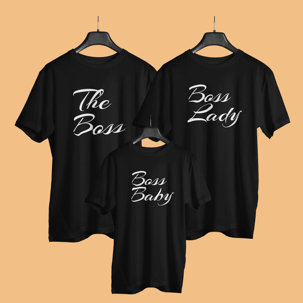 Boss Lady Matching Family Black Cotton T-shirts