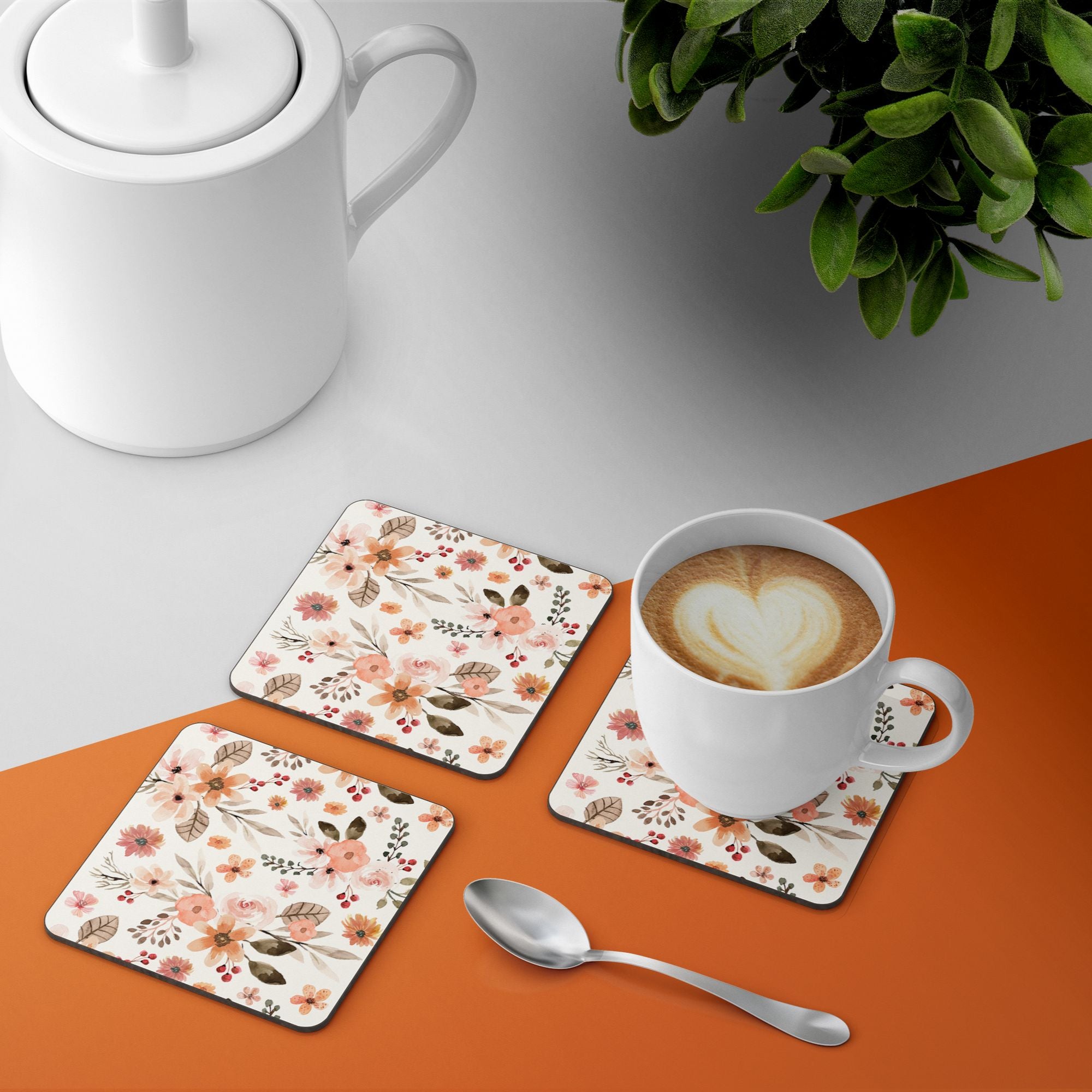 Flores El petals 3mm coffee tea coaster set pack of 4 Gogirgit
