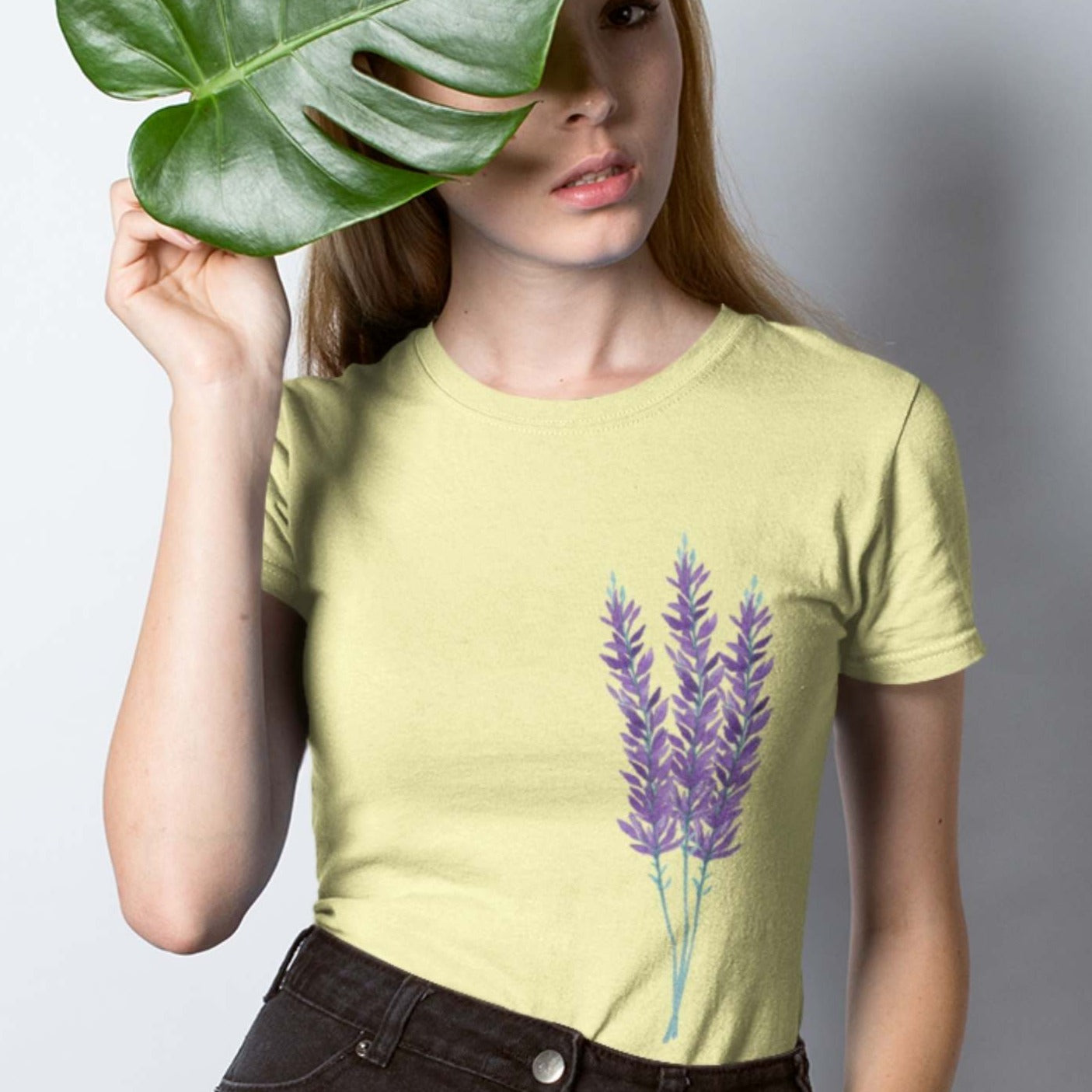 Lavender Bunch Women's Floral Butter Yellow T-shirt
