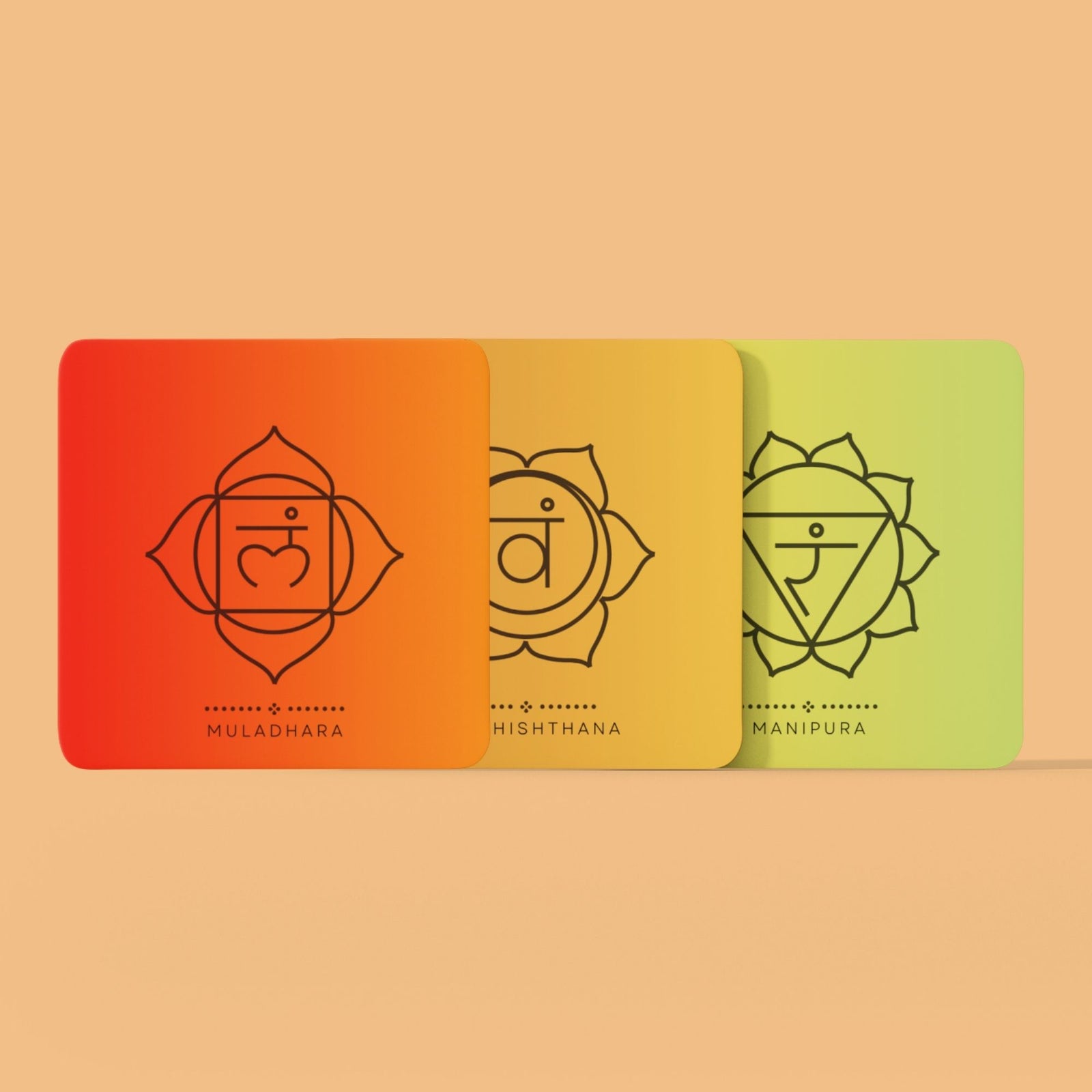 7 chakras 3mm pack of 7 coaster set from Gogirgit
