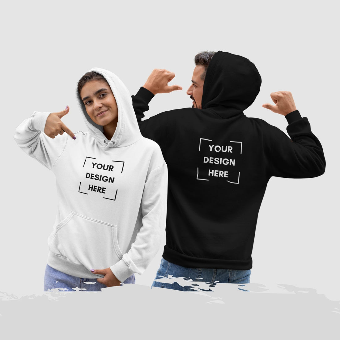Front Plus Back Printed Customized Couple Hoodies