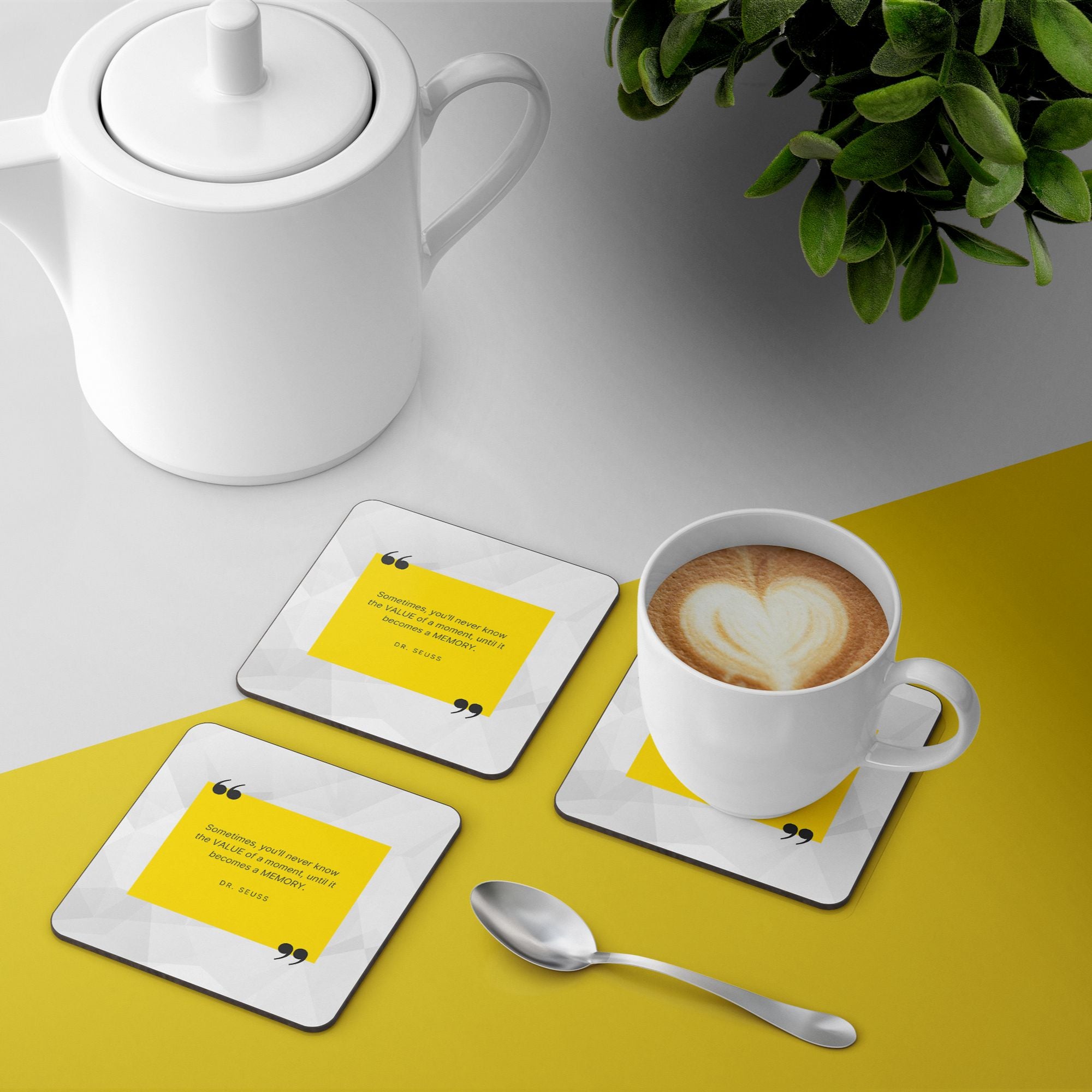 Value the moment 3mm coffee tea coaster set pack of 4 Gogirgit