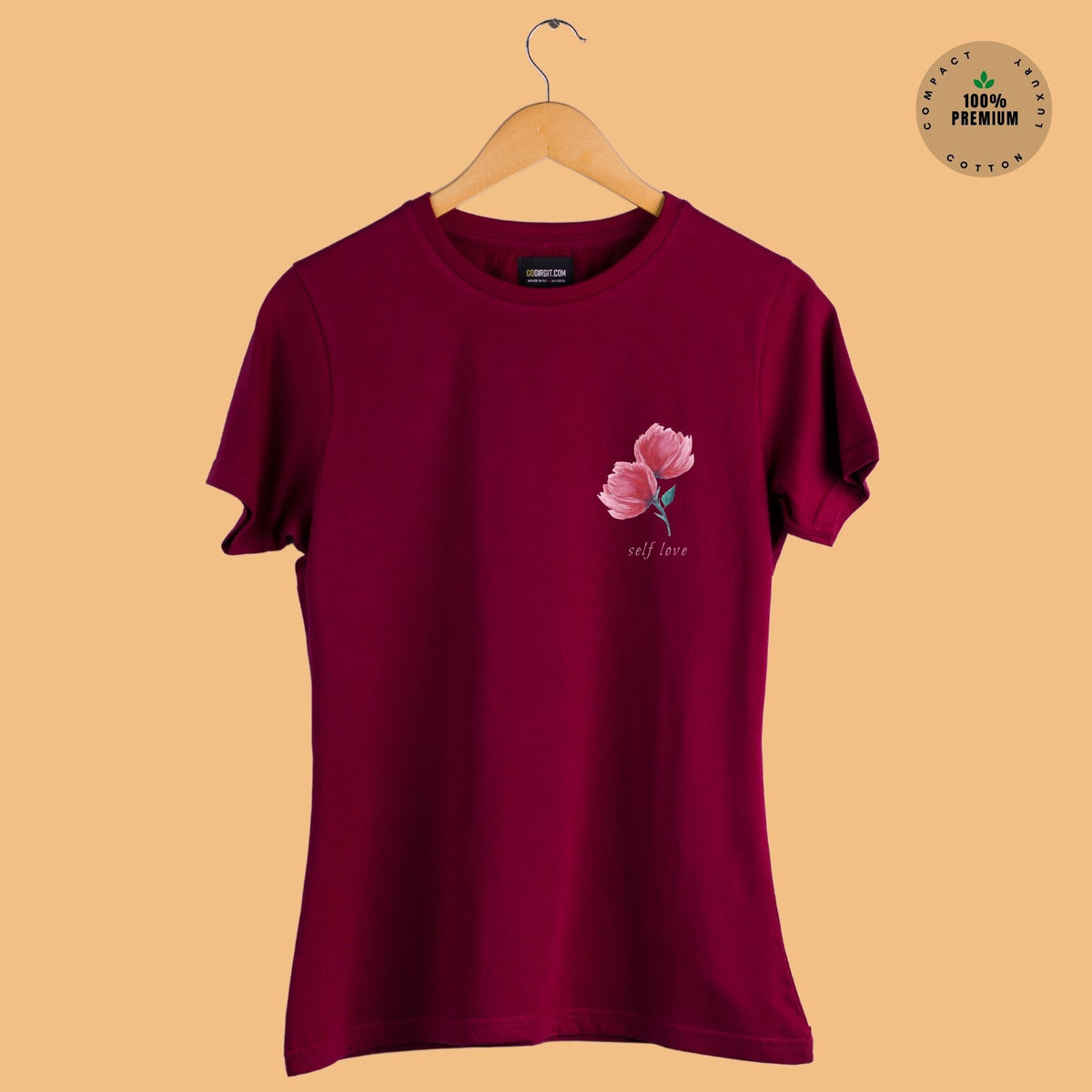 Self Love Women's Floral Maroon T-shirt