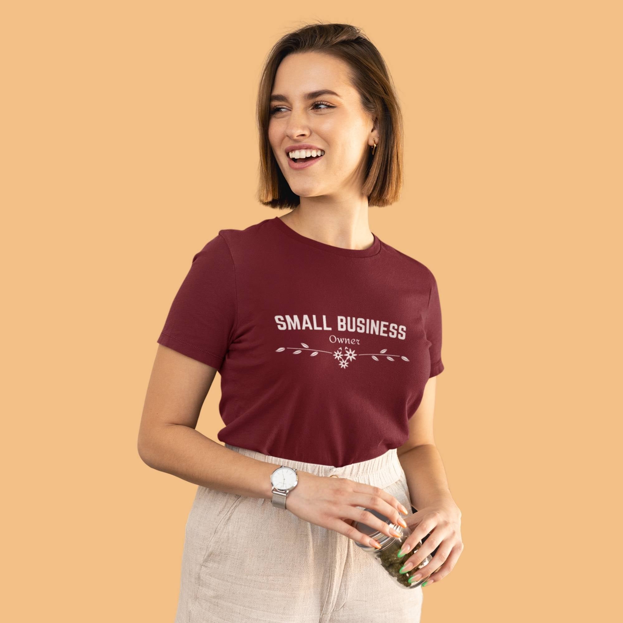 Small Business Owner Women's Half Sleeve Maroon T-shirt